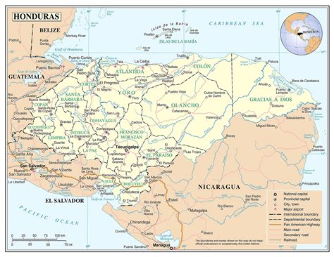 Poster Large Detailed Political And Administrative Map Of Honduras