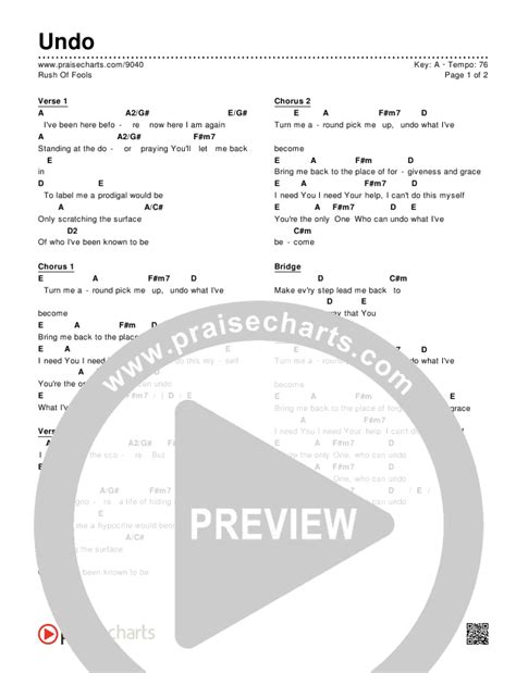 Undo Chords Pdf Rush Of Fools Praisecharts