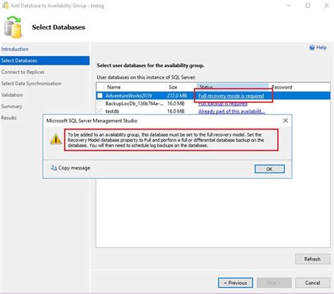 restore a database in the ms sql server always on availability group