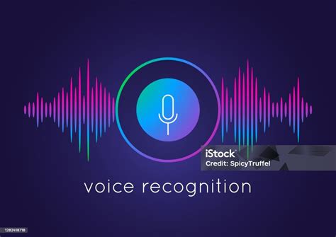 음성 인식 개념 마이크 라운드 버튼과 음파 인공 지능은 음성을 인식합니다 미디어 응용 프로그램 템플릿입니다 벡터 오디오 녹음 기술 일러스트레이션 음파에 대한 스톡 벡터 아트