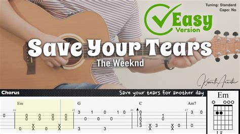 Save Your Tears The Weeknd Fingerstyle Guitar Tab Chords
