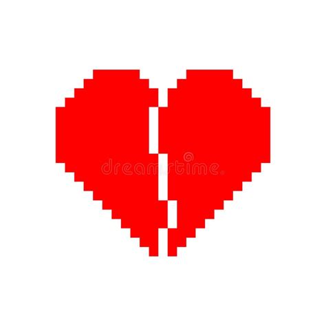Red Pixel Heart Broken Vector 8 Bit Stock Vector Illustration Of