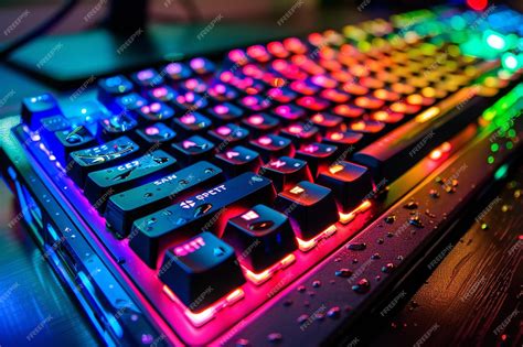 Rainbow Keyboard Black Gaming Keyboard With Rgb Light Backlit Keyboard In A Dark Room D Render