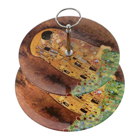 Многослойна стъклена чиния Целувката на Густав Климт 23 см Emag Bg