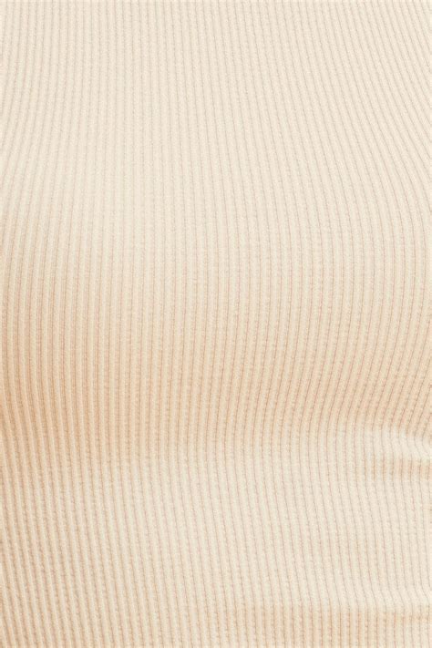 Womens Beige Bone Seamless Tank Crop Racer Back Sleeveless Ally Fashion