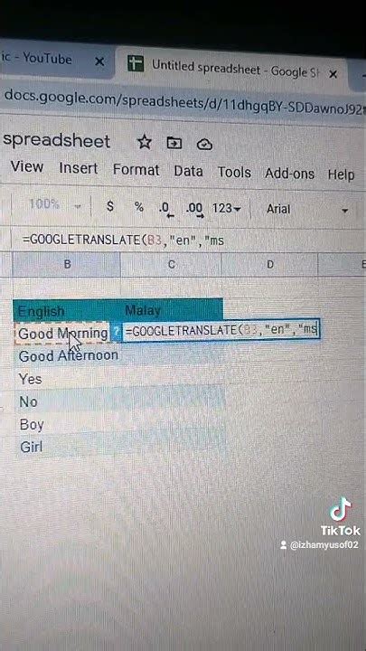 Google Sheet turns to Google Translate - YouTube