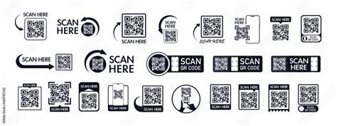 Grafika Wektorowa Stock Qr Code Scan Icon Set For Mobile Apps And