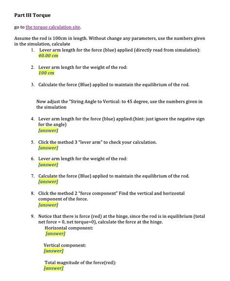 T III Torque O The Torque Calculation Site Ume The Chegg Com