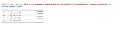 Solved Find The Value X For Which Round Your Answers To 3