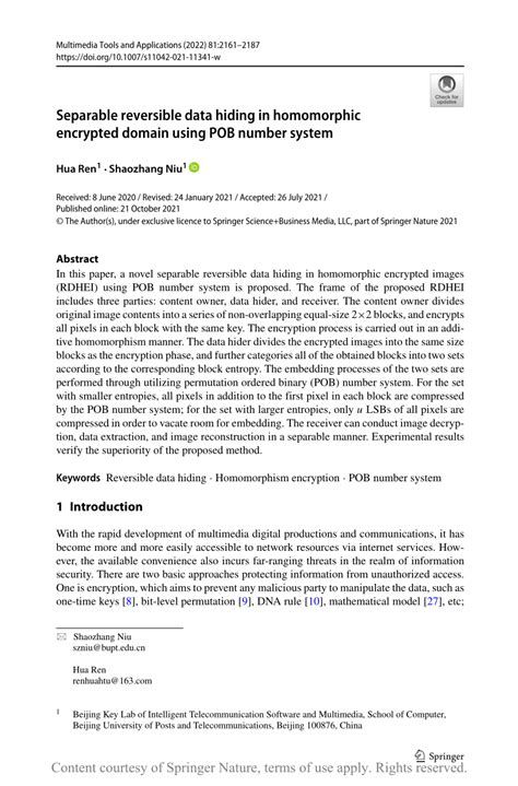 Separable Reversible Data Hiding In Homomorphic Encrypted Domain Using