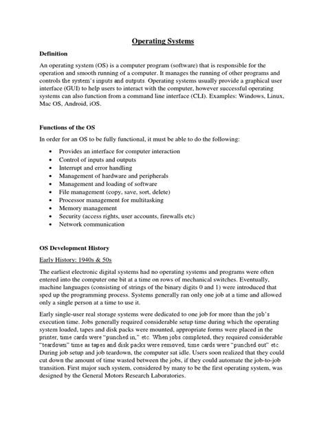 History Of Operating Systems Pdf Operating System Process Computing