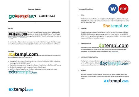 Free Download Agency Client Contract Example Word And Pdf Format Mytempl