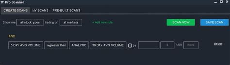 Relative Volume Scanner Scan Settings For Active Traders