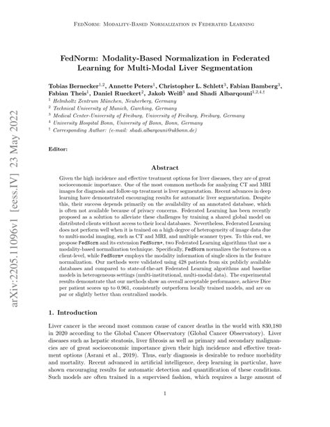 Pdf Fednorm Modality Based Normalization In Federated Learning For