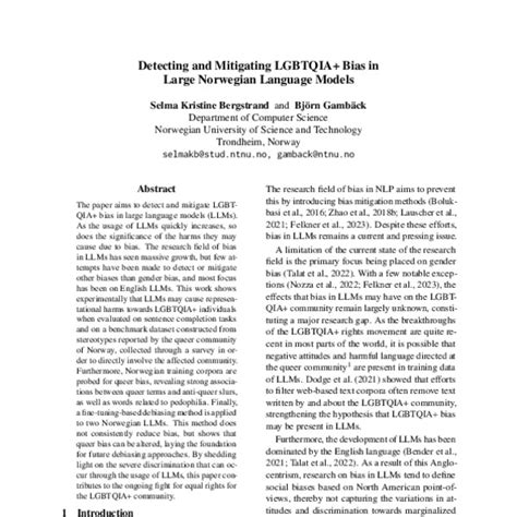 Detecting and Mitigating LGBTQIA+ Bias in Large Norwegian Language ...