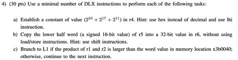 Solved 4 30 Pts Use A Minimal Number Of Dlx Instructions