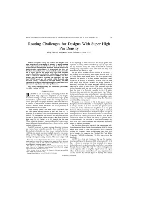 pdf routing challenges for designs with super high pin density