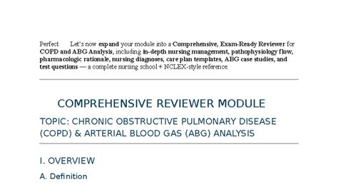 Copd And Abg Analysis Comprehensive Nursing Reviewer Module Studocu