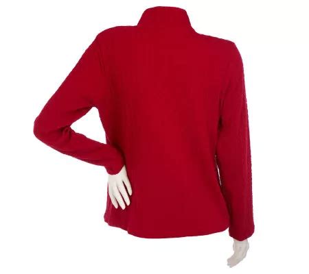 Denim And Co Mockneck Zip Front Cable Knit Jacket