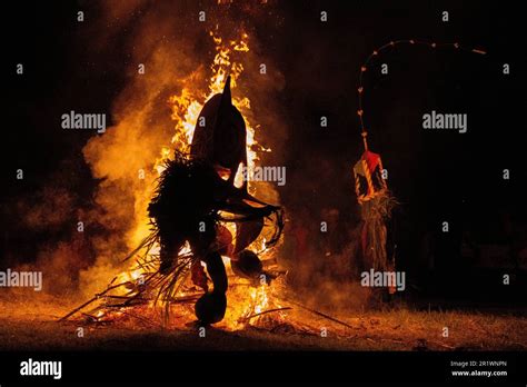 Papua New Guinea New Britain Island Rabaul Baining Traditional Baining Fire Dance Stock
