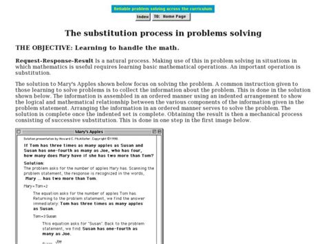 substitution process in problem solving lesson plan for 6th 10th