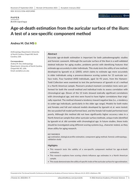 Pdf Age At Death Estimation From The Auricular Surface Of The Ilium