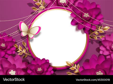 Fuchsia Paper Flowers Background Royalty Free Vector Image