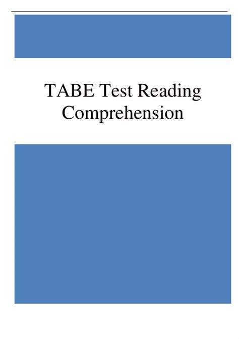 Tabe Test Reading Comprehension Tabe Reading Comprehension Stuvia Us