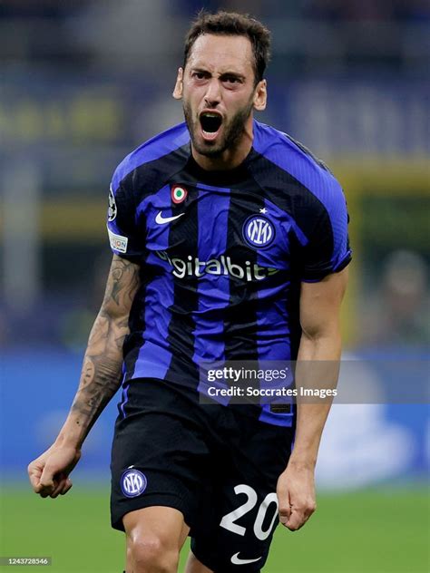 Hakan Calhanoglu Of Fc Internazionale Celebrates 1 0 During The Uefa