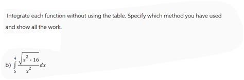 Solved Integrate Each Function Without Using The Table