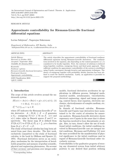 Pdf Approximate Controllability For Systems Of Fractional Nonlinear