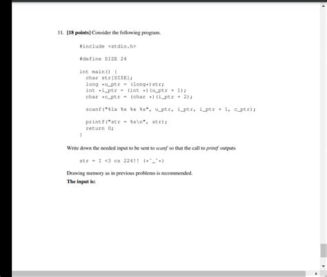 solved 11 [18 points] consider the following program