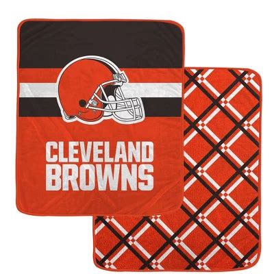 Nfl Cleveland Browns Center Logo Half Stripe Diamond Faux Shearling