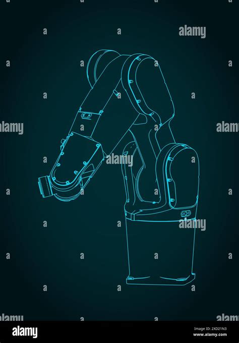 Industrial Robot For Automated Production Lines Blueprint Stock Vector