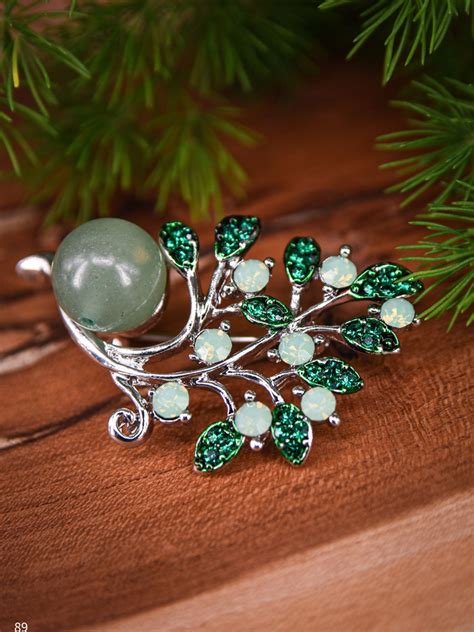 Брошь бижутерная с нефритом Брошь Роскошь Золота бижутерия женская купить с доставкой по