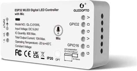 Gledopto Esp32 Wled Led Controller With Mic Microphone Diy Lighting