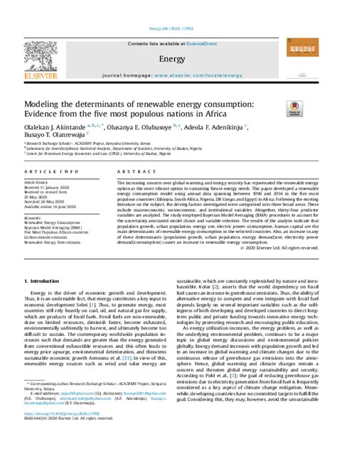 Pdf Modeling The Determinants Of Renewable Energy Consumption