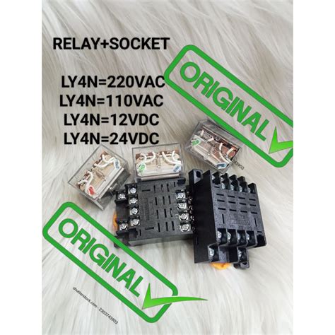 Jual Relay Plus Socket Ly4n 24vdc 10a 8pin Originalrelaysocket Ly4n