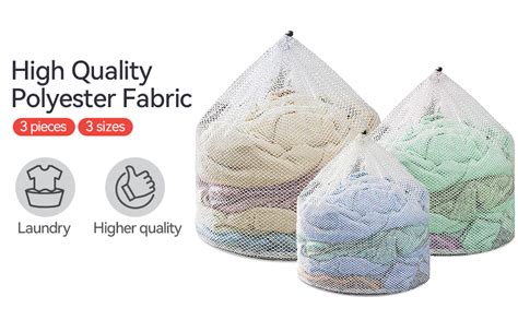 Nufiwra 3pcs Laundry Mesh Wash Bags Drawstring Net Laundry