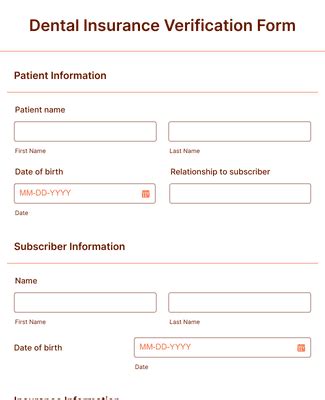 Dental Insurance Verification Form Template Jotform