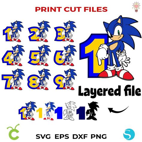 Sonic Svg Birthday Numbers Png Print Sonic Png Numbers Svg Layered