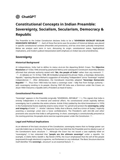 Constitutional Concepts In Indian Preamble Sovereignty Socialism