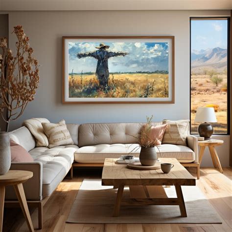 Scarecrow In A Field Halloween Art Spooky Vintage Print Printable