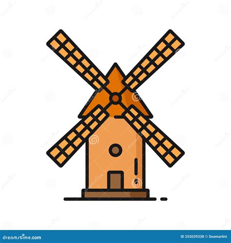 Windmill Retro Building For Flour Bread Processing Stock Illustration
