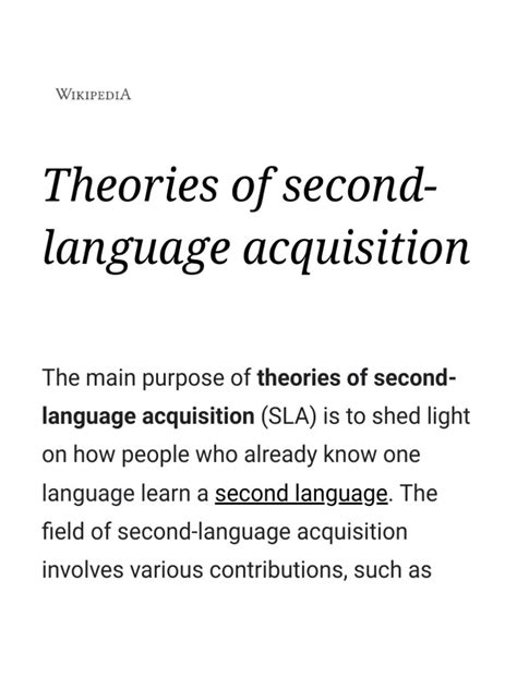 theories of second language acquisition wikipedia pdf second