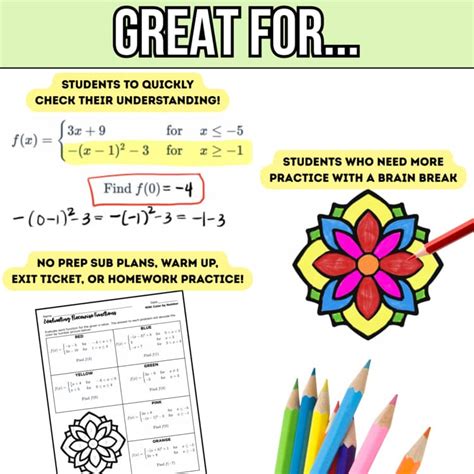 evaluating piecewise functions mini color by number activity tpt