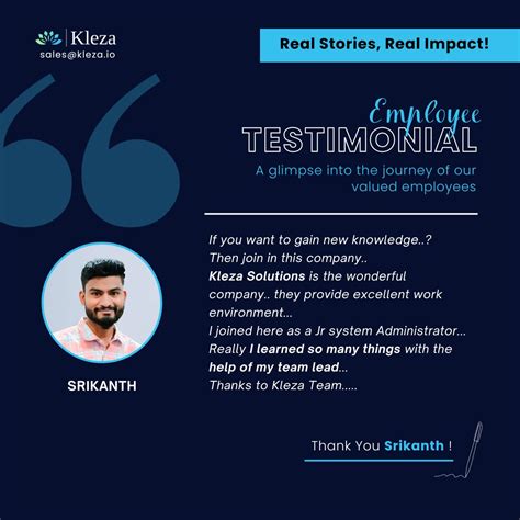 Kleza Solutions On Linkedin Testimonials Testimonial Feedback Workexperience Officeculture