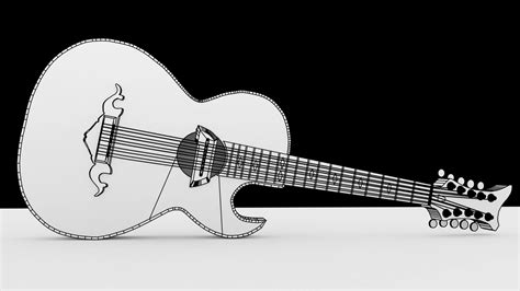 12 String Guitar Bajo Sexto 3d Model By Diegobrman12
