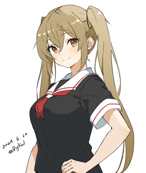 Safebooru 1girl Absurdres Bigkwl Black Serafuku Black Shirt Brown