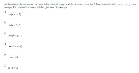 solved in this problem the domain of discourse is the set